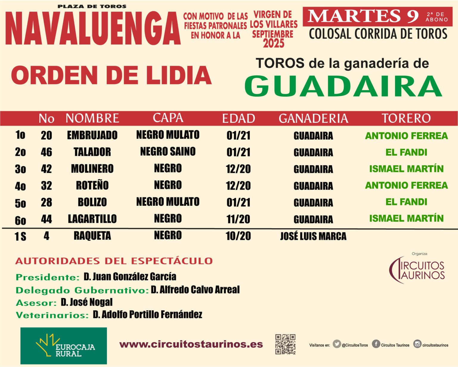 Seis toros de Guadaira para el cartel de banderilleros de Navaluenga